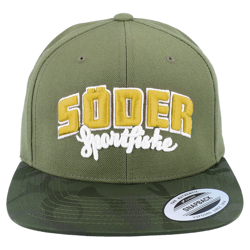 Söder Sportfiske Snapback Camo Olive - Gold Logo | Sportfishtackle.com